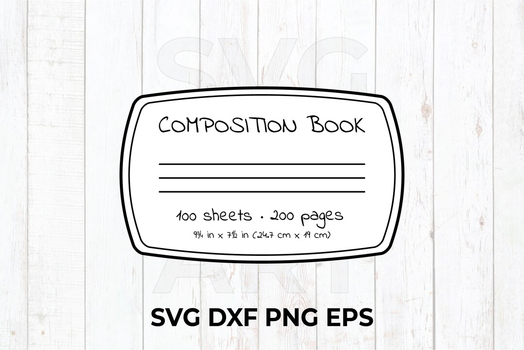 Composition Book SVG Cut File - Etsy