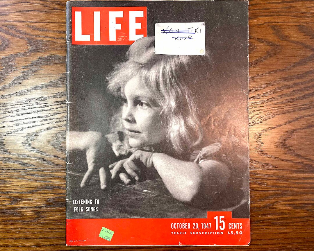 LIFE MAGAZINE October 20, 1947 Single Issue Magazine Listening to Folk ...