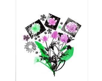 Flower Bouquet Hand A5, A4 and A3 Art Print , Homedecor, Wall Art ...