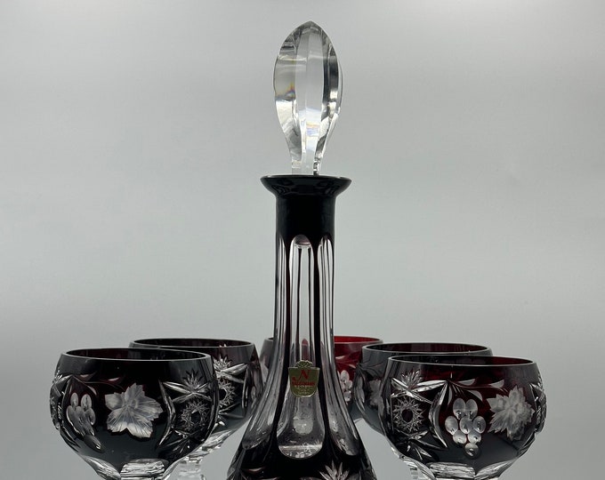 Ruby Red Nachtmann Traube Elegant Cut to Clear Bohemian Crystal Wine ...