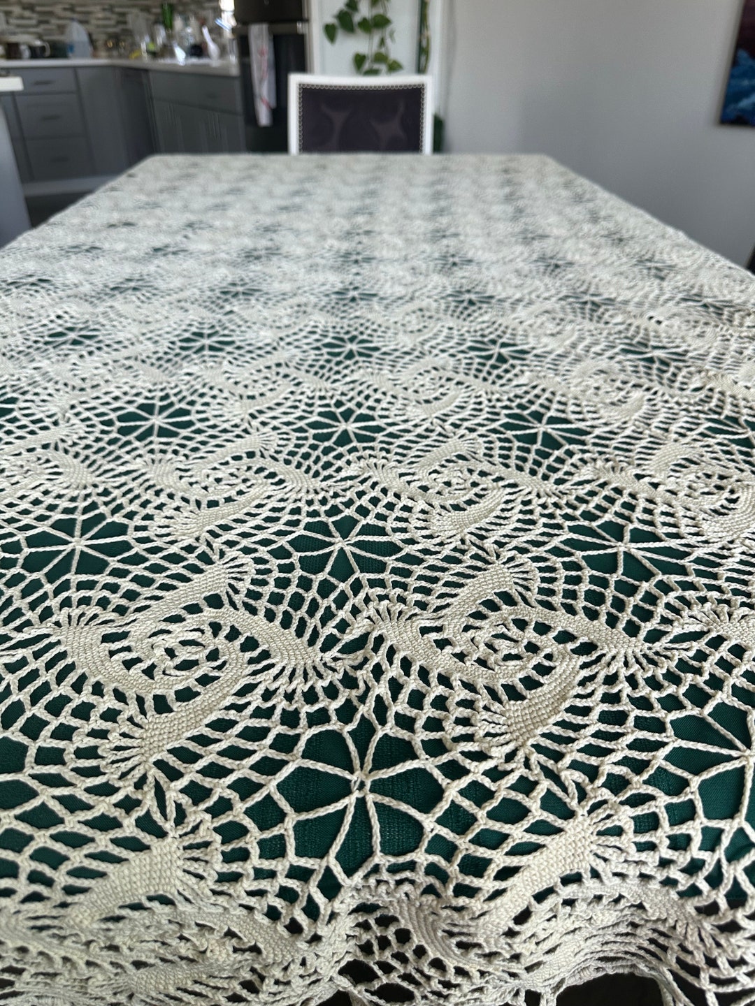 Vintage Large Crochet Handmade Pinwheel Tablecloth - Etsy