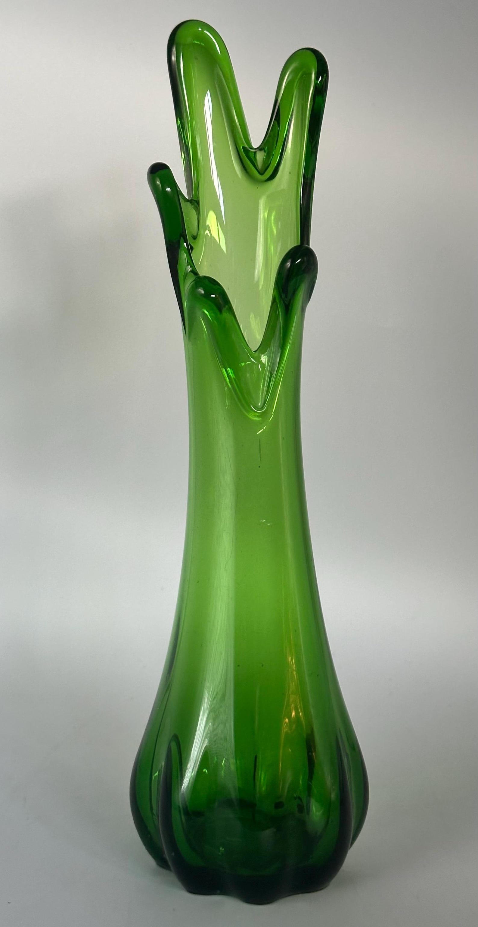 Vintage MCM Green Five Finger Swung Vase - Etsy