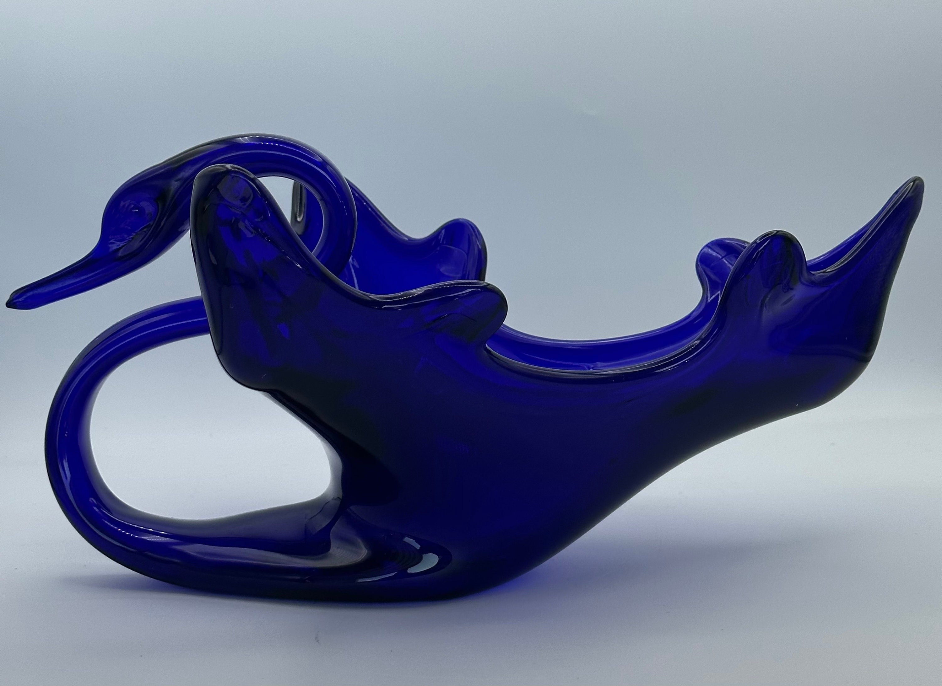 Beautiful Vintage Deep Cobalt Blue Art Glass Swan Centerpiece - Etsy