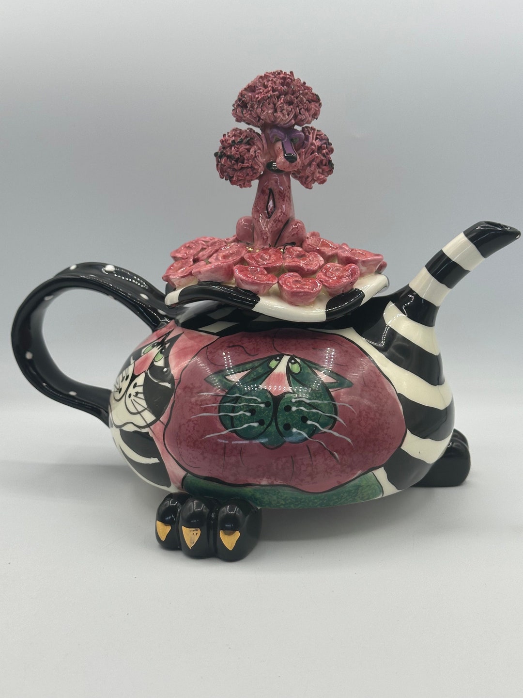 Vintage 2004 Swak Lynda Corneille Whimsical Sasha Pink Poodle Teapot ...