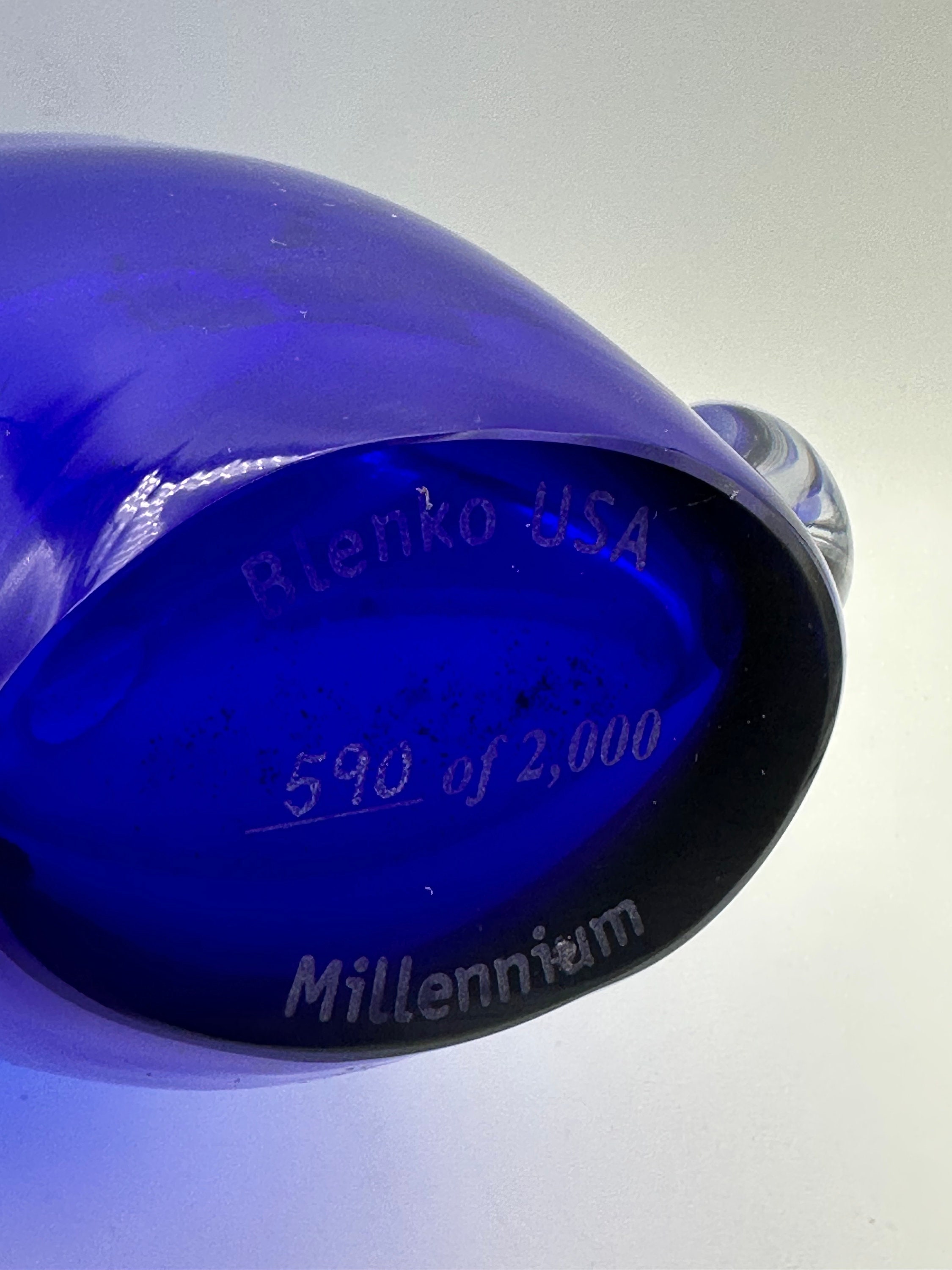 RARE: Vintage Blenko Handmade Millennium Cobalt Blue Signed Art Glass ...