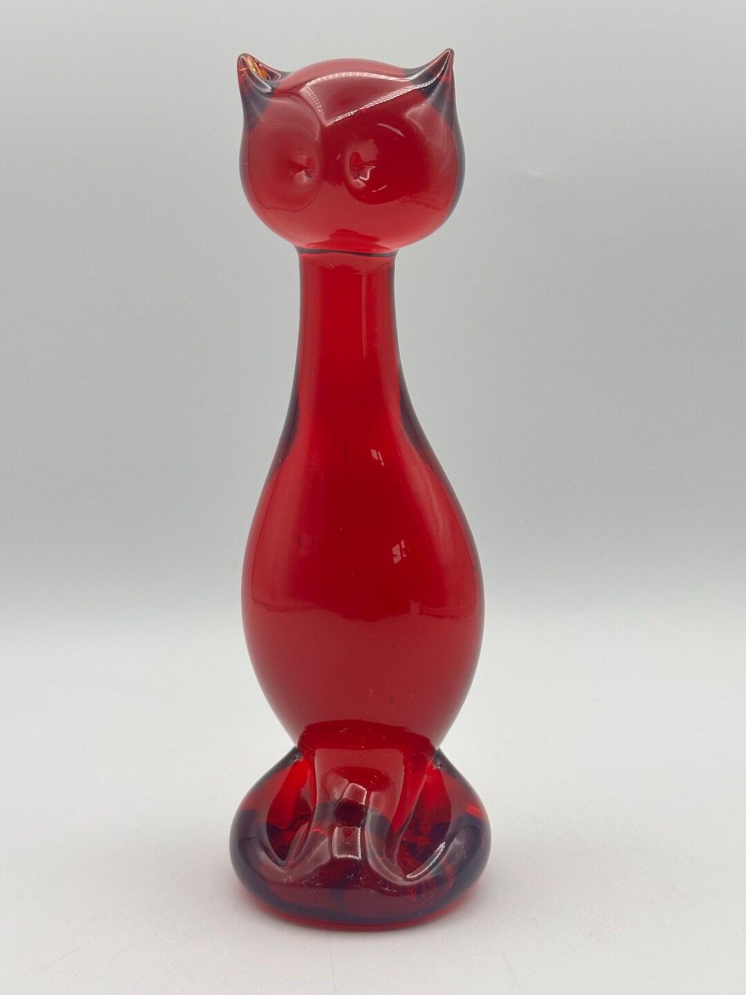 Mid Century Modern Viking Ruby Red Glass Cat Paperweight/figurine - Etsy