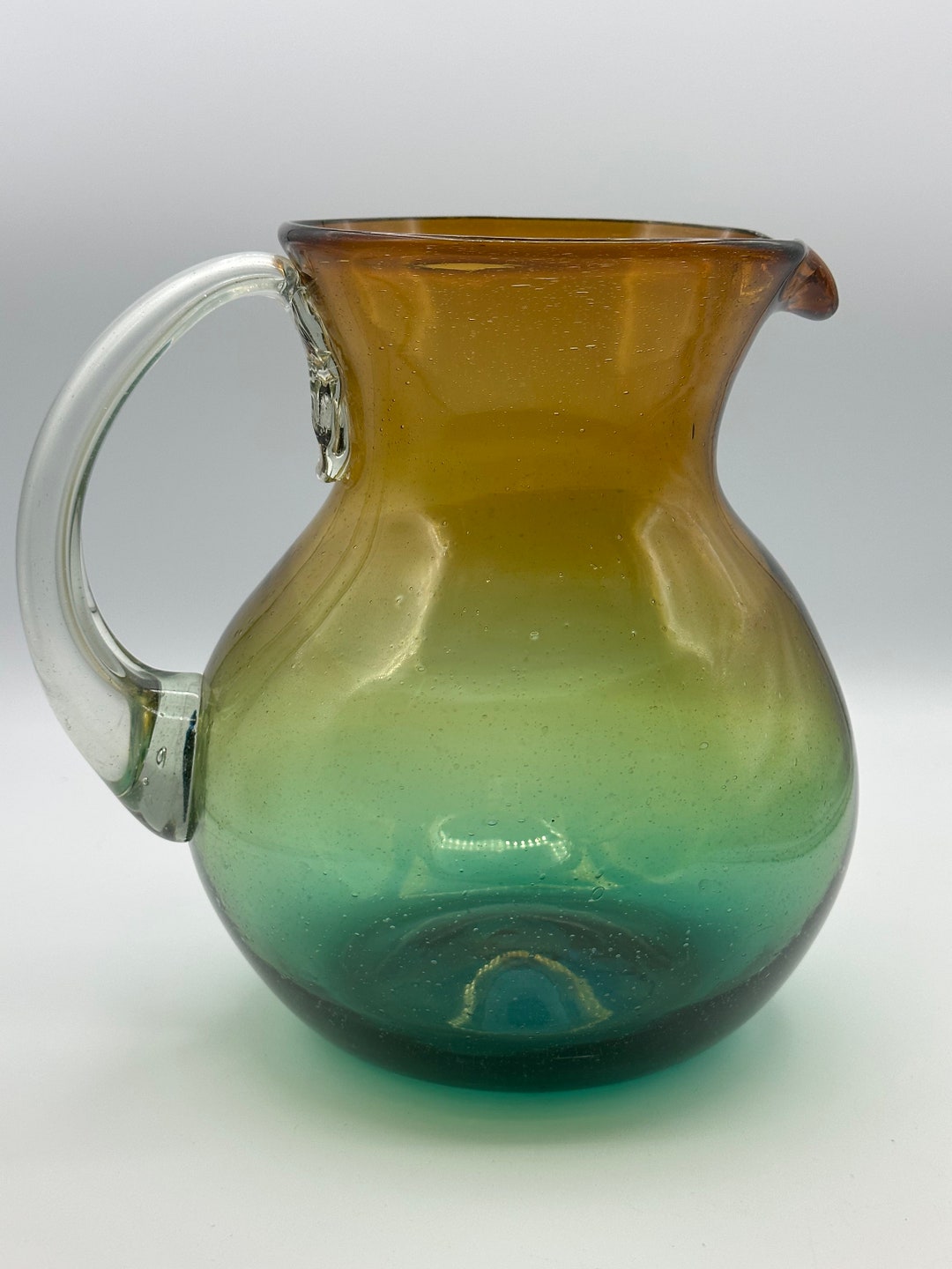 Vintage Mexican Handblown Amber Ombré Glass Pitcher - Etsy