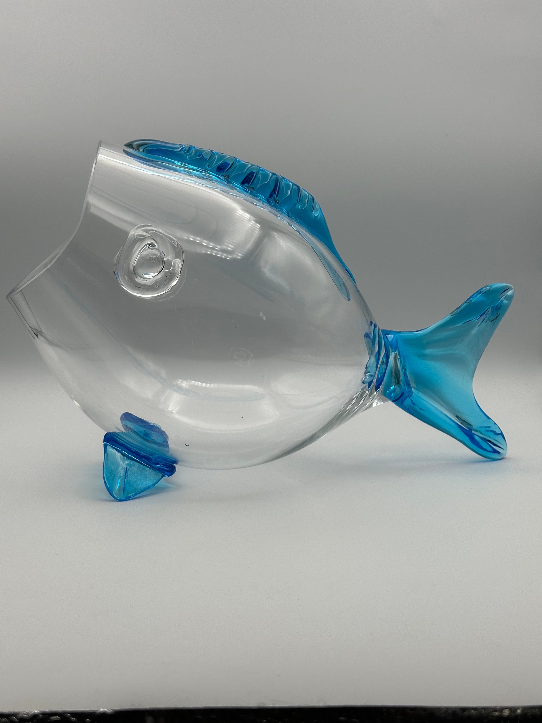 Large Mid-century Modern Art Glass Fish Vase - Etsy