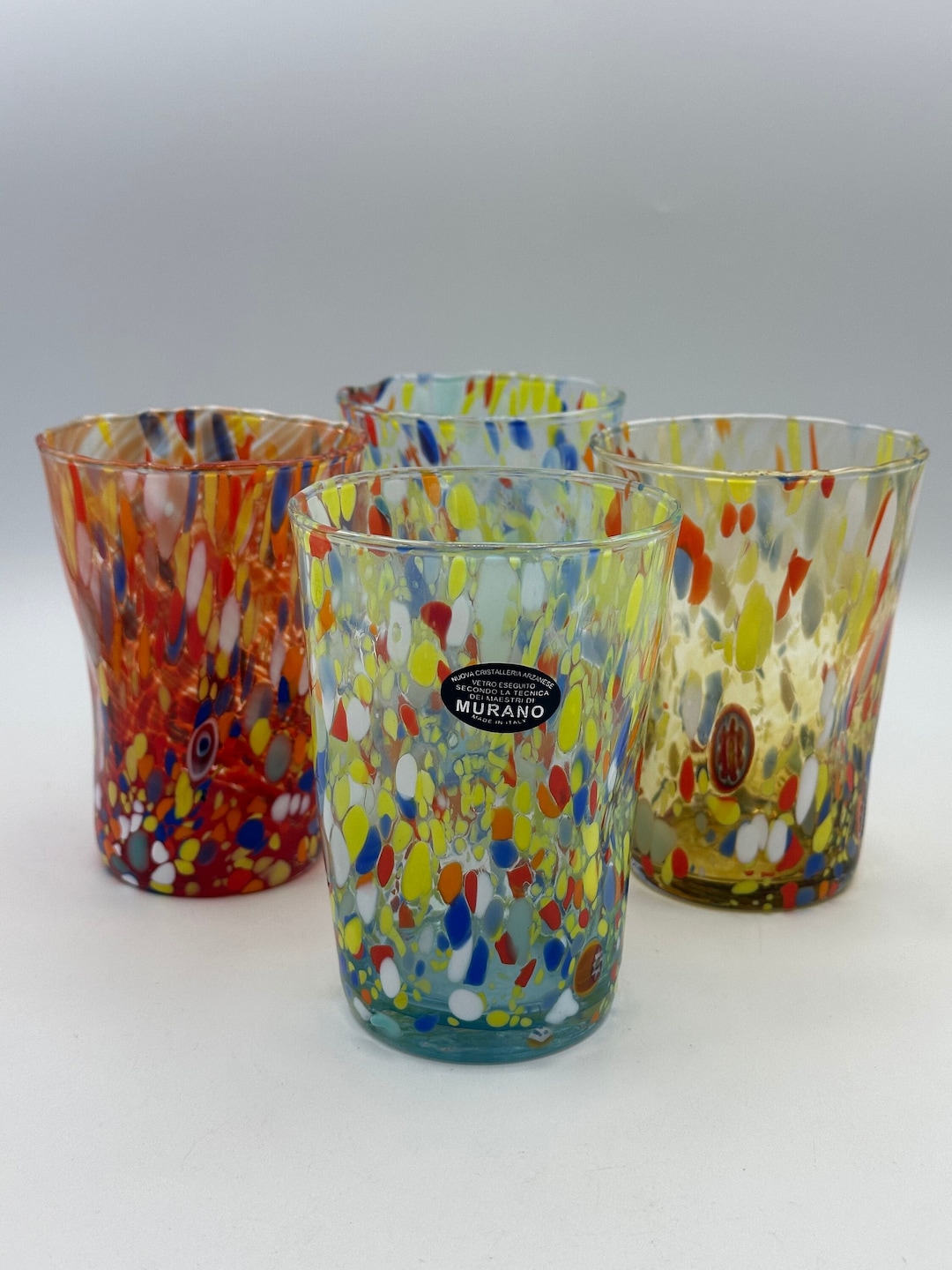 Set of (4) Water Goblets Made in Italy "vetro Eseguito Secondola ...