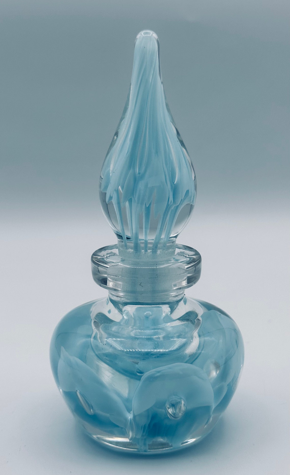 Zimmerman Aqua Flowers Perfume Bottle - Etsy