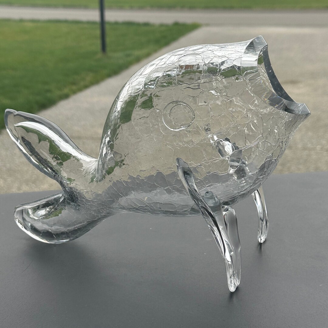Beautiful Large Blenko MCM Crackle Art Glass Figural Fish - Etsy