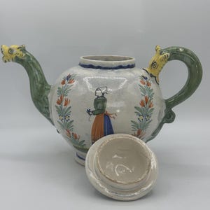 Antique Quimper French Pottery Teapot With a Dragon Head Handle and ...