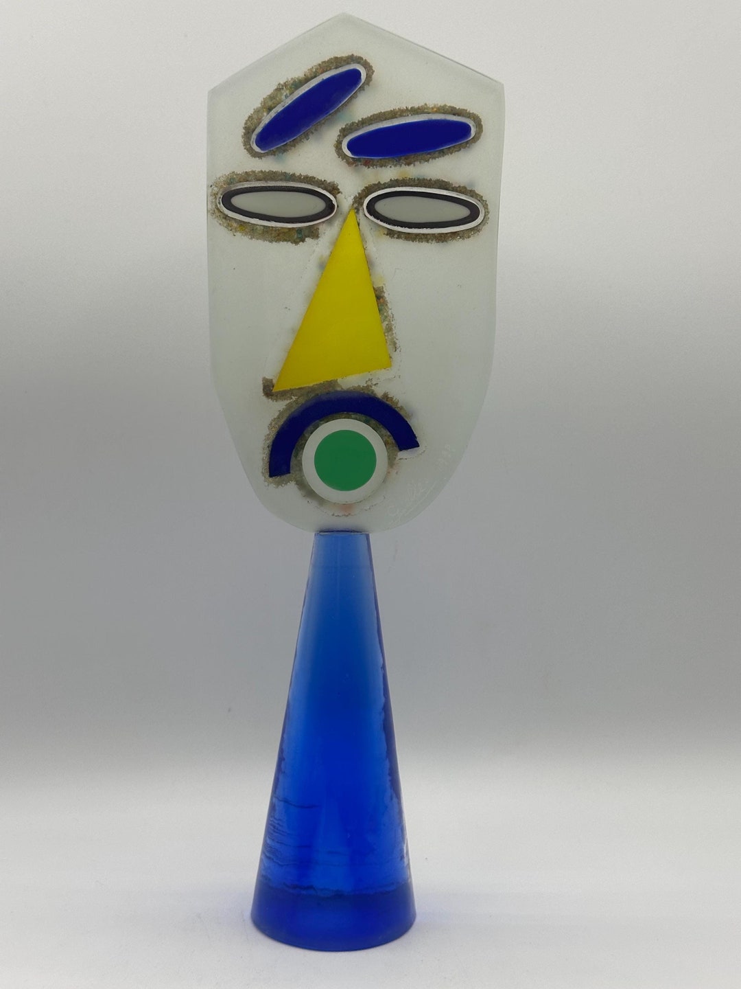 Vintage Signed Fused Glass Sculpture - Etsy