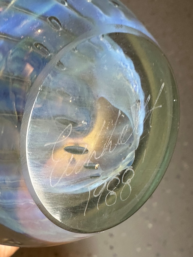 Vintage Signed Eicholt Art Glass Iridescent Egg Paperweight - Etsy