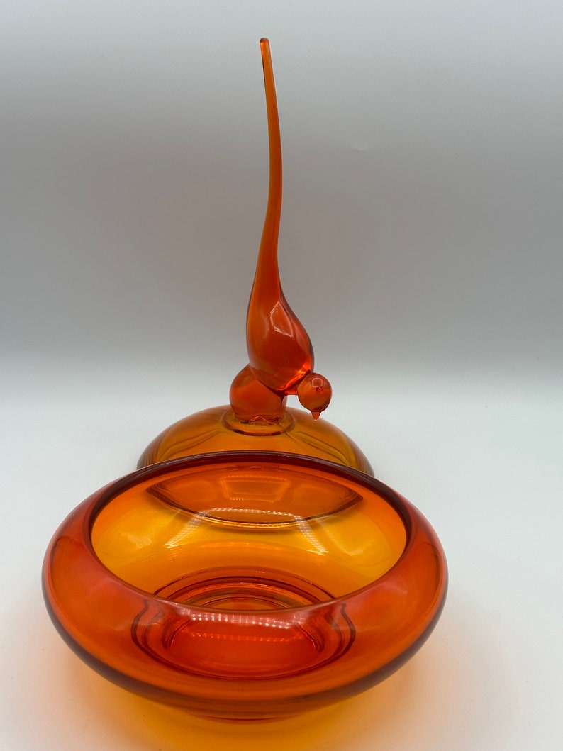 Beautiful Vintage Viking Amberina Glass Candy Dish With a Long Tail ...