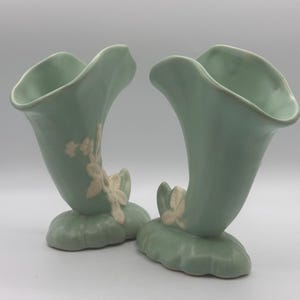 Vintage Weller Pottery Cameo Cornucopia Vases - Etsy