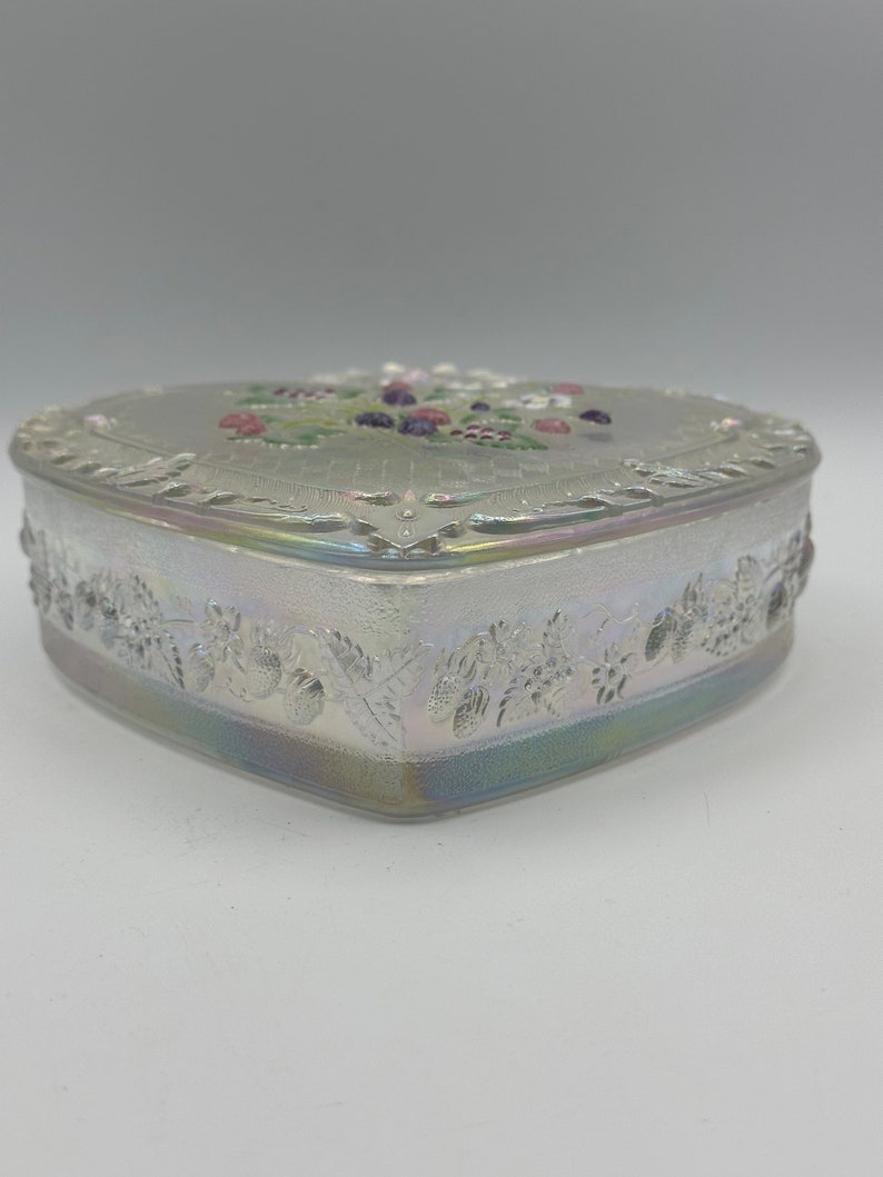 Large Fenton Opalescent Hand Painted & Signed Trinket Box - Etsy