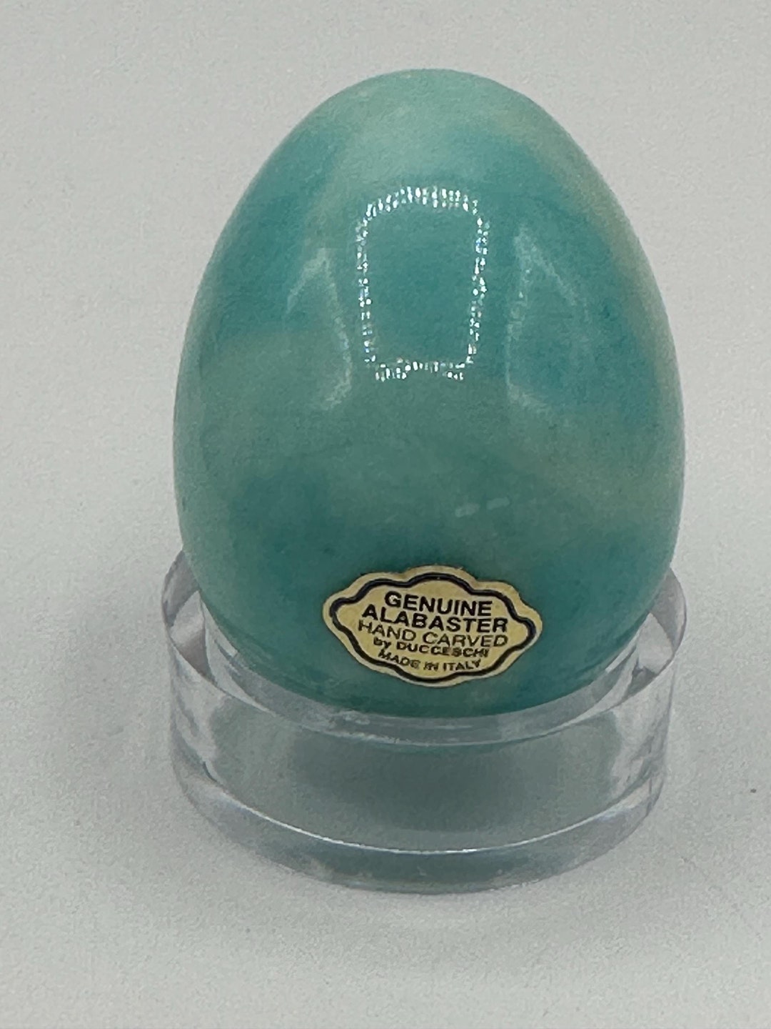 Vintage Ducceschi Alabaster Hand Carved Egg (turquoise) - Etsy