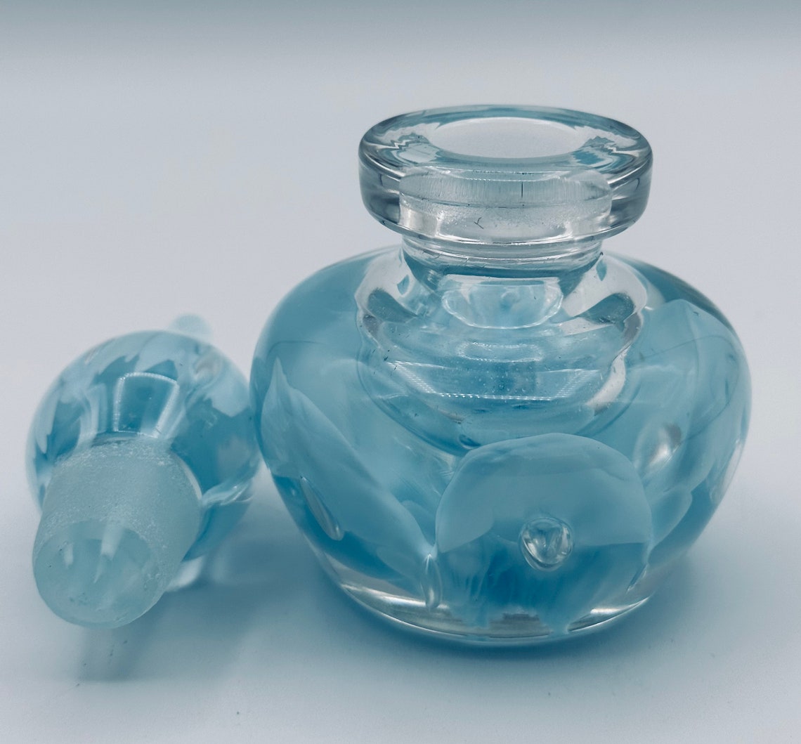 Zimmerman Aqua Flowers Perfume Bottle - Etsy