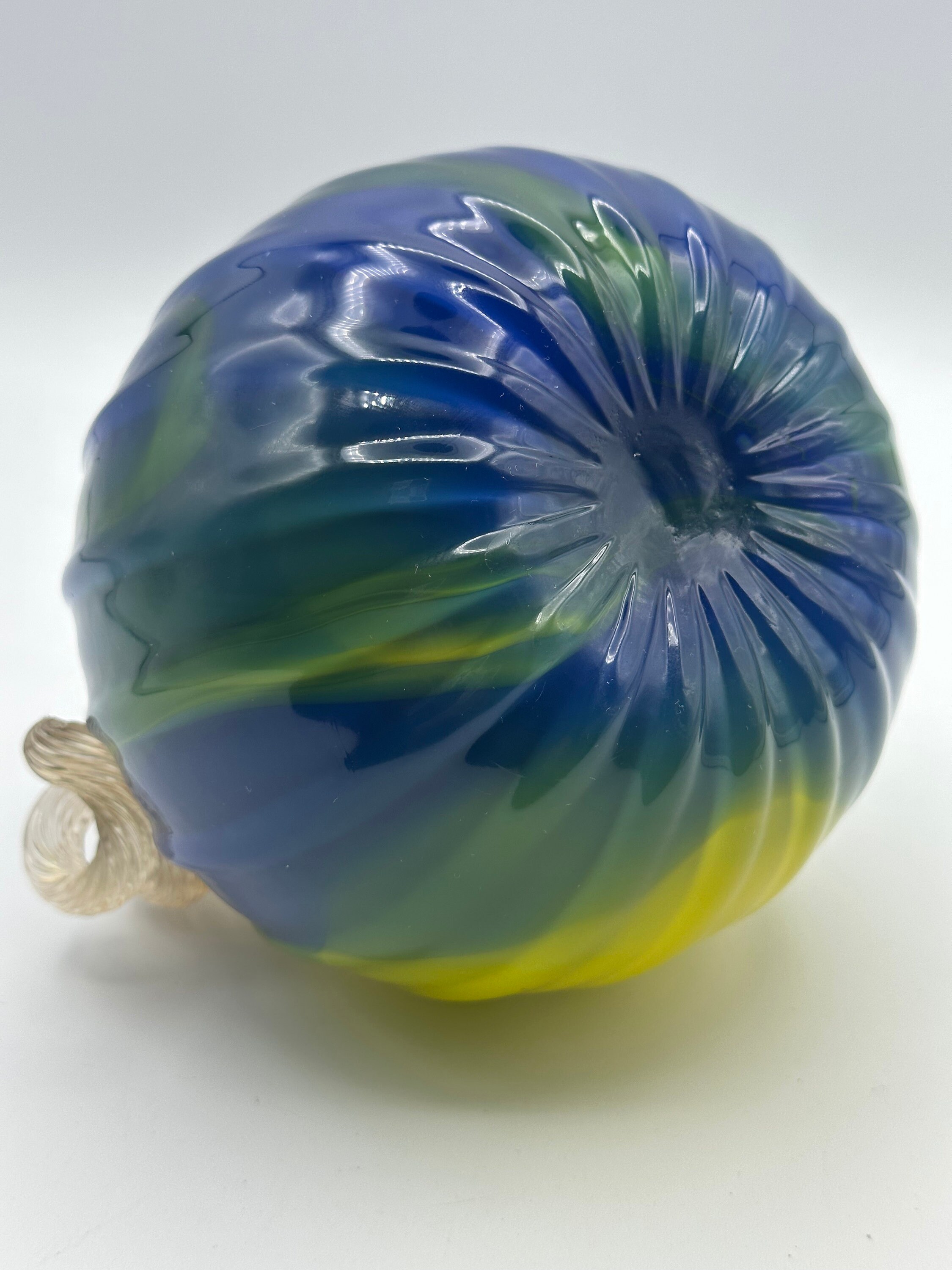 Rich Shades of Blue Fading to Yellow & Green Hand Blown Gourd Sculpture ...