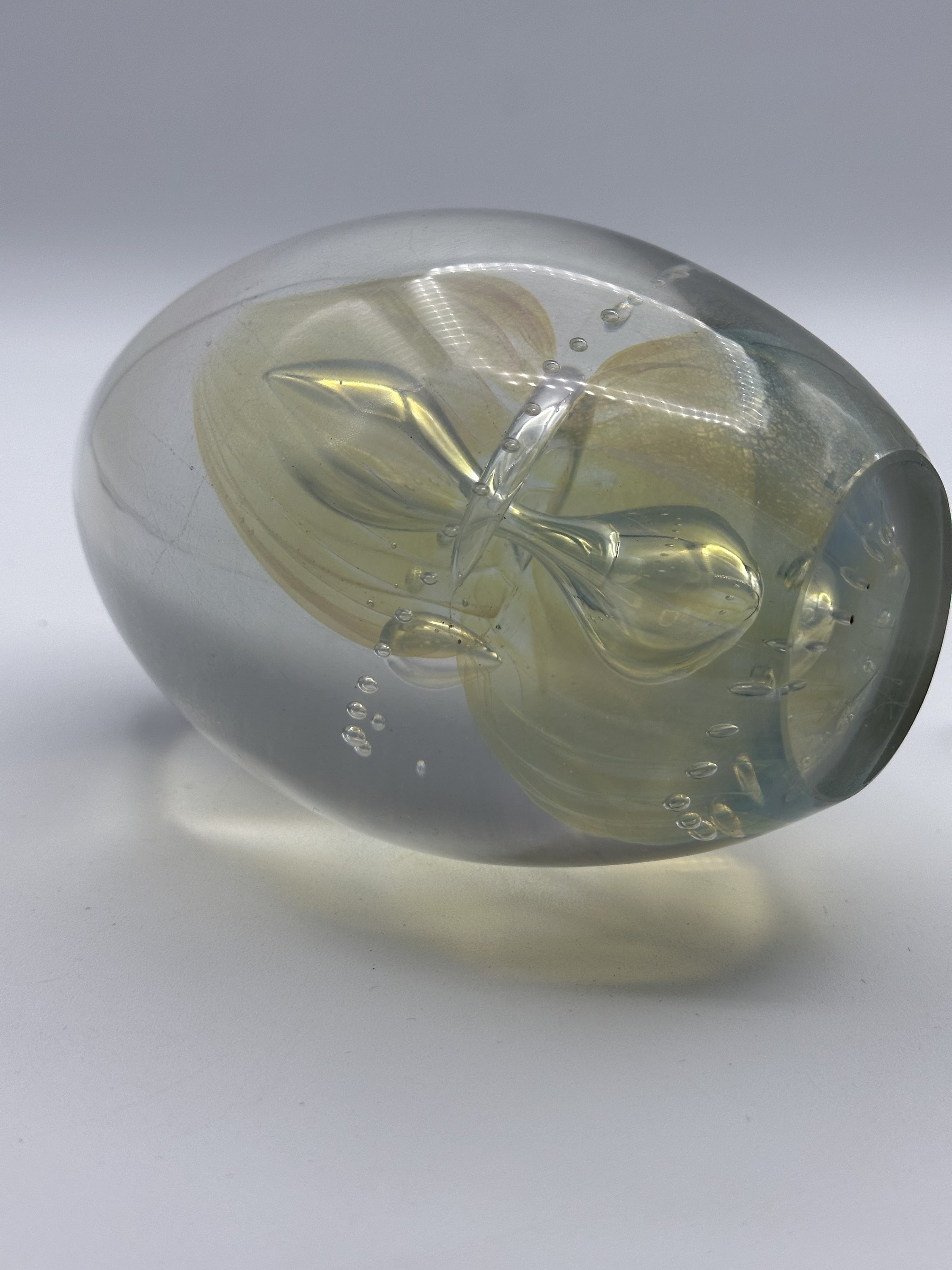 Vintage Signed Eicholt Art Glass Iridescent Egg Paperweight - Etsy