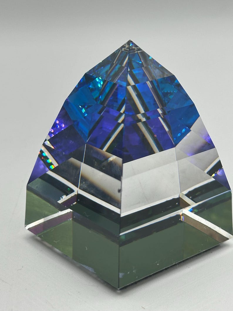 Rare Swarovski Bermuda Blue Crystal Pyramid Paperweight - Etsy