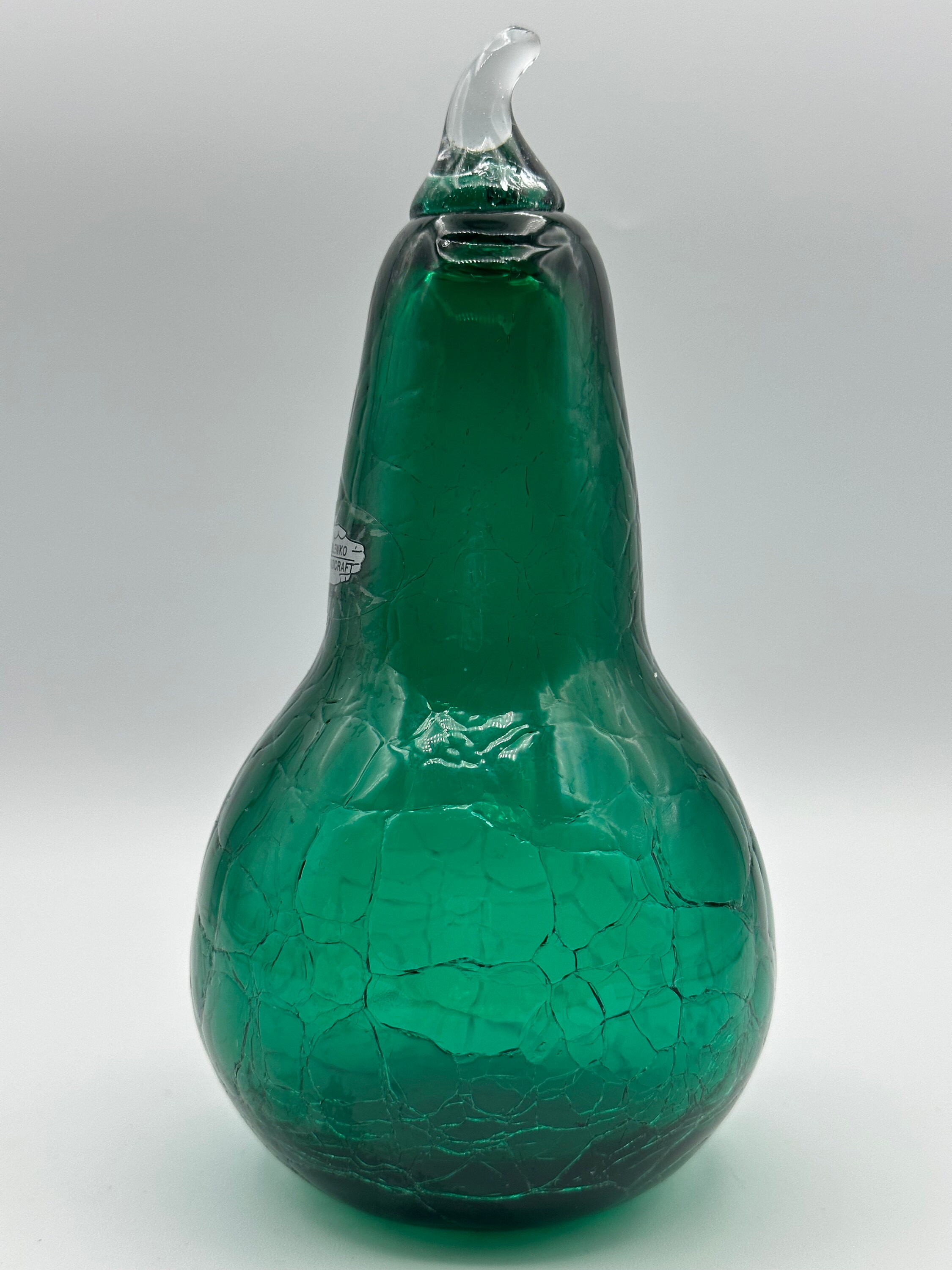 Blenko Hand Blown Crackle Glass Green Pear - Etsy