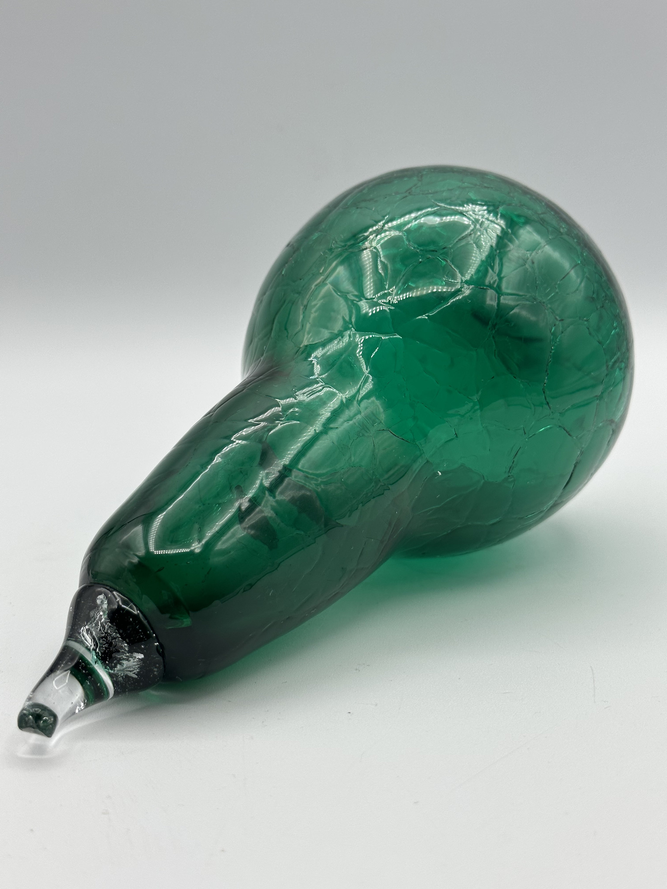 Blenko Hand Blown Crackle Glass Green Pear - Etsy