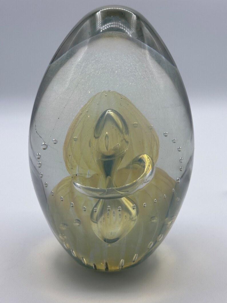 Vintage Signed Eicholt Art Glass Iridescent Egg Paperweight - Etsy
