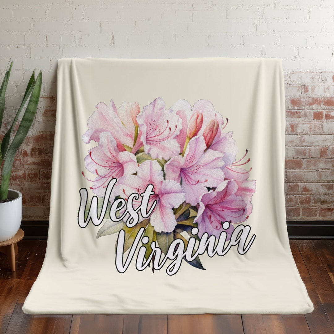 West Virginia Rhododendron Blanket State Flower Velveteen Sherpa Fleece ...