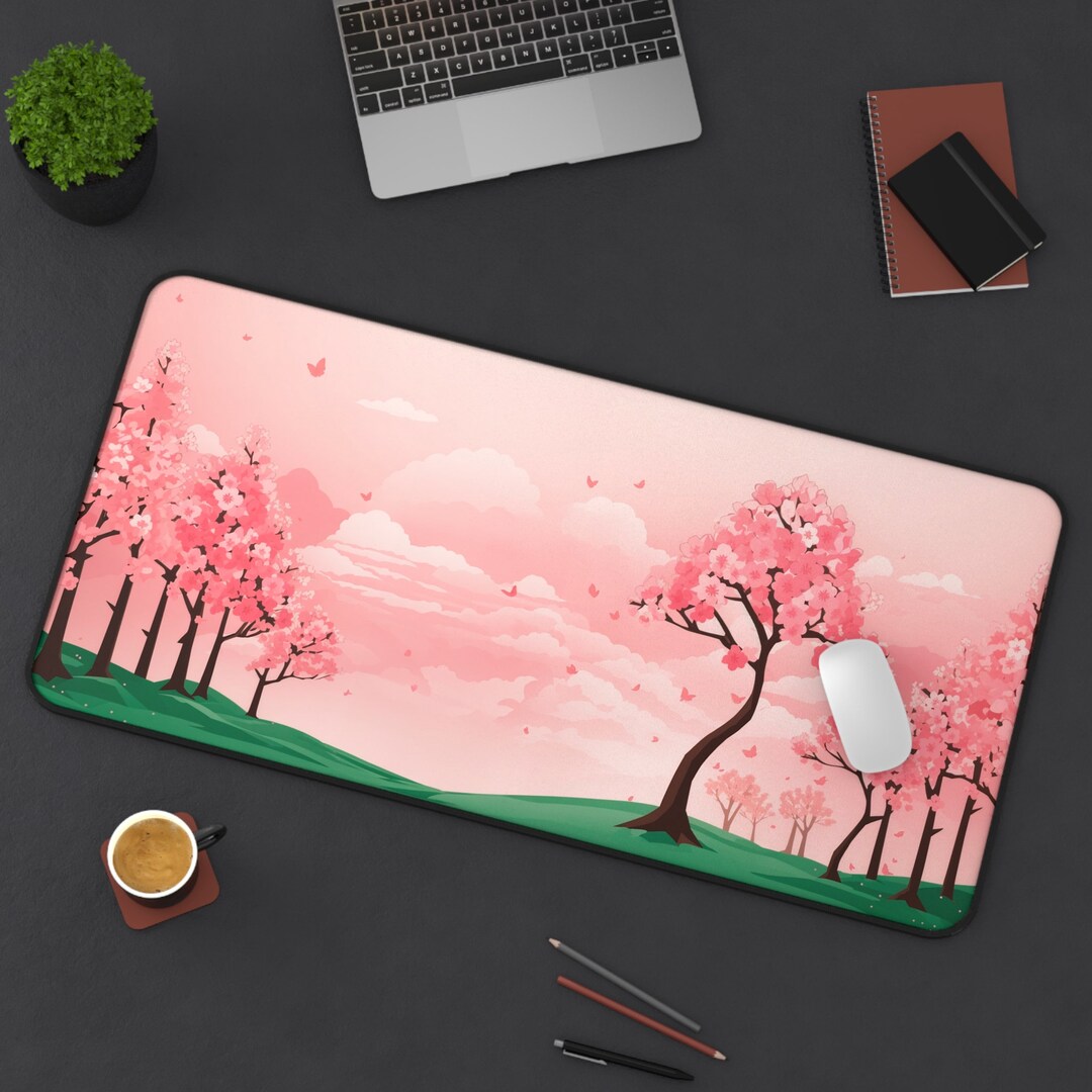 Pink Cherry Blossom Desk Mat - Etsy