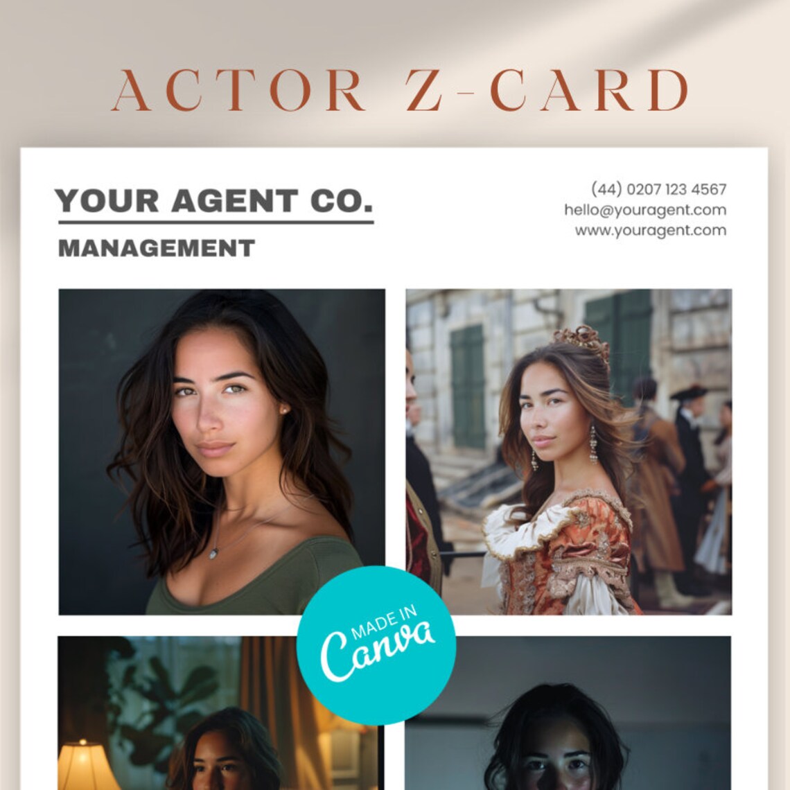 Your Actor Z-card Template V1, Actress, Film Actor, Stage Actor, Actor ...