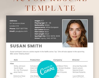 Your Actor Resume/cv Template V5 With Corner Headshot, Actress, Film ...