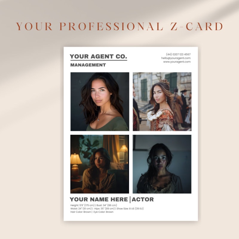 Your Actor Z-card Template V1, Actress, Film Actor, Stage Actor, Actor ...