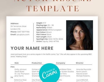Edit Actor Resume Template V2 Corner Headshot, Actress, Film Actor ...