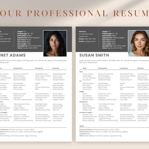 Perfect Actor Resume/cv Template V4 With Corner Headshot, Actress, Film ...