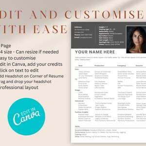Perfect Actor Resume/cv Template V4 With Corner Headshot, Actress, Film ...