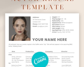 Actor Resume Template With Corner Headshot, Actors, Actress, Film Actor ...