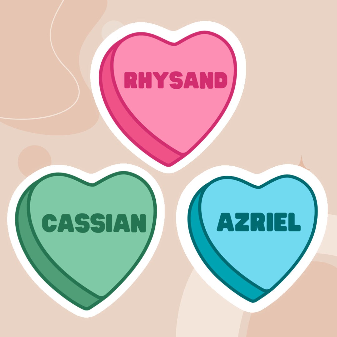 Night Court ACOTAR Men Holographic Candy Heart Stickers (individual or ...