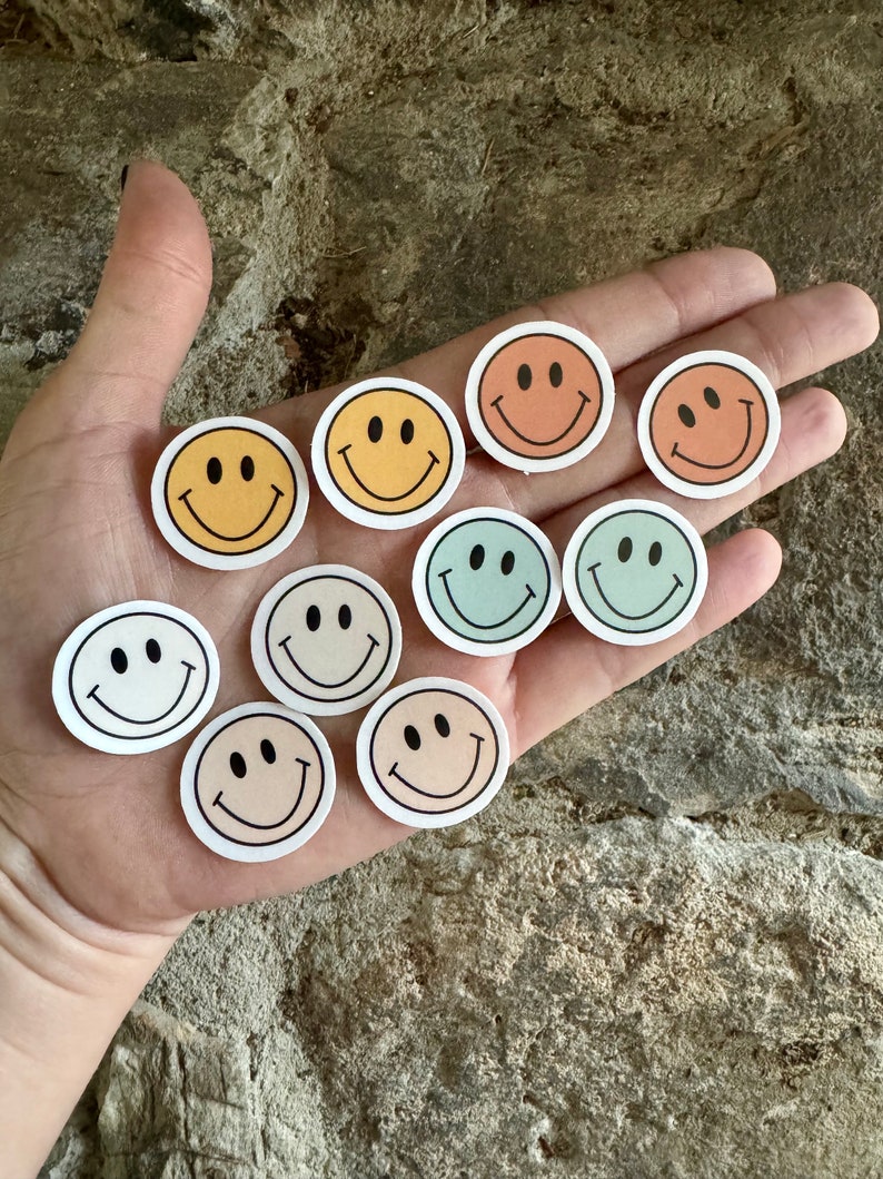Boho Smiley Face Sticker Pack 10 Stickers Total - Etsy UK