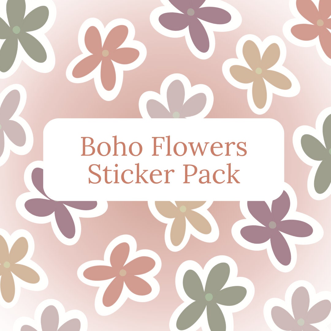 Boho Flowers Sticker Pack (10 Stickers Total!) - Etsy