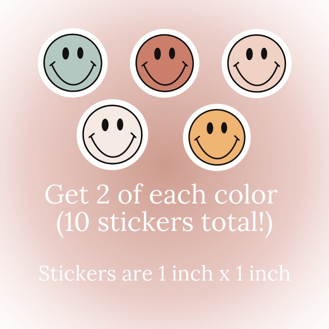 Boho Smiley Face Sticker Pack 10 Stickers Total - Etsy