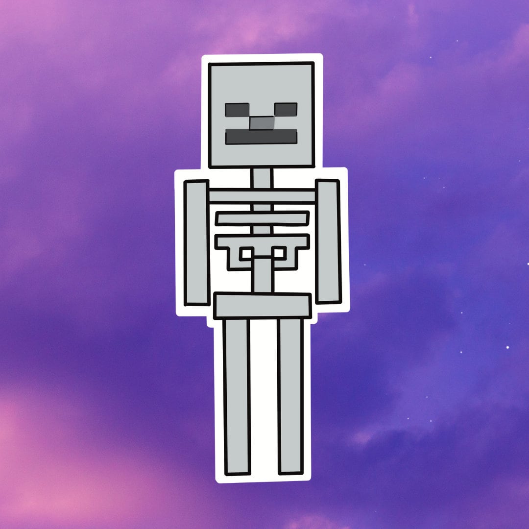 Minecraft Inspired Skeleton Cute Sticker - Etsy