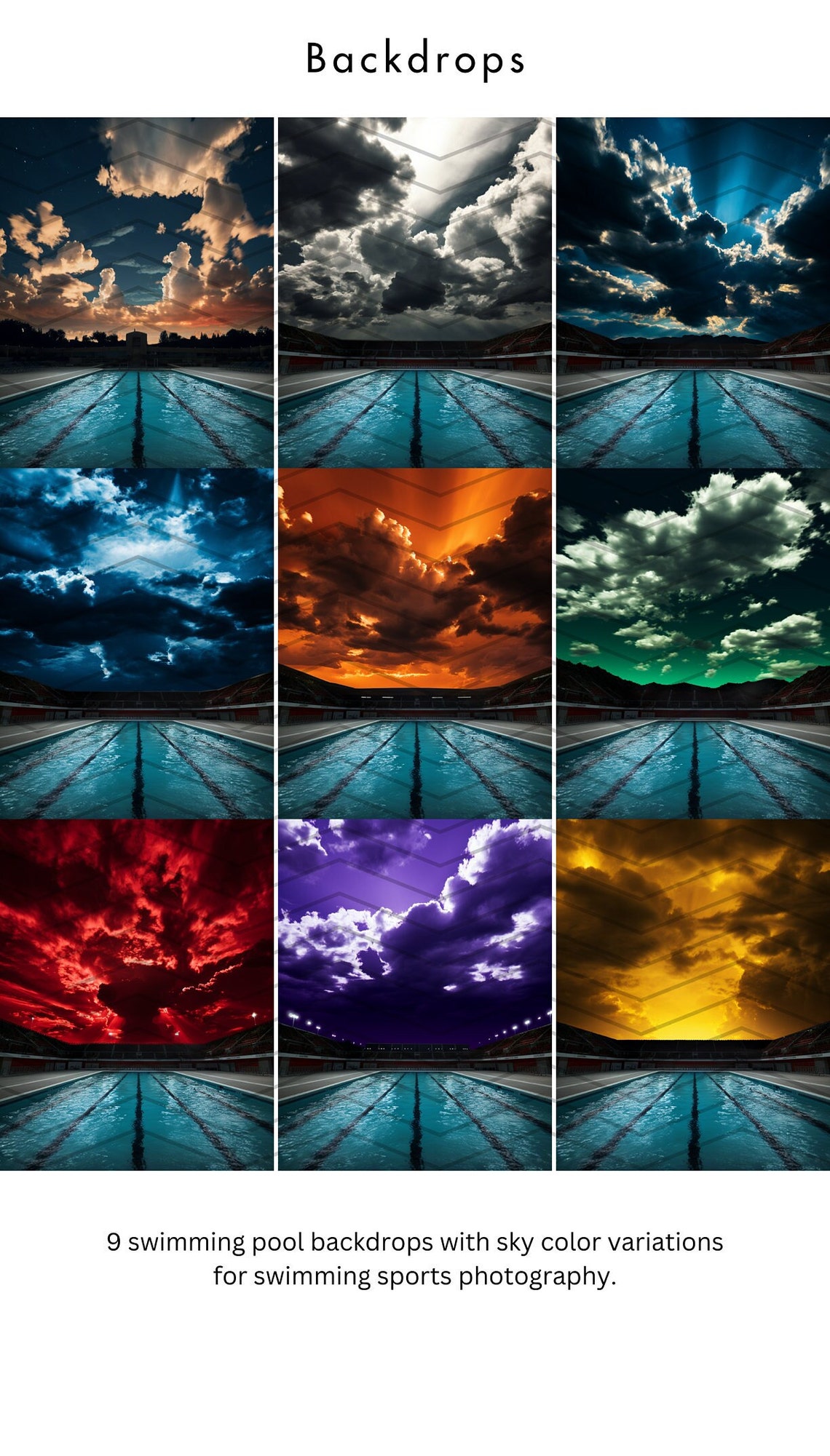 9 Swimming Digital Backgrounds & Sports Backdrops PNG Digital Backdrop ...