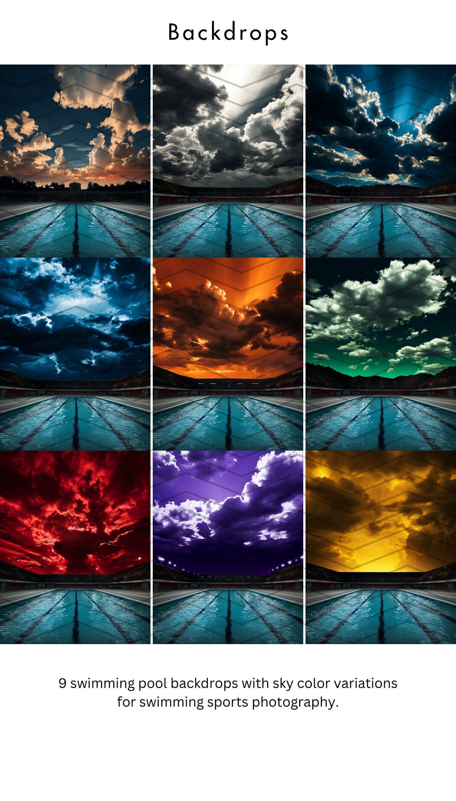 9 Swimming Digital Backgrounds & Sports Backdrops PNG Digital Backdrop ...