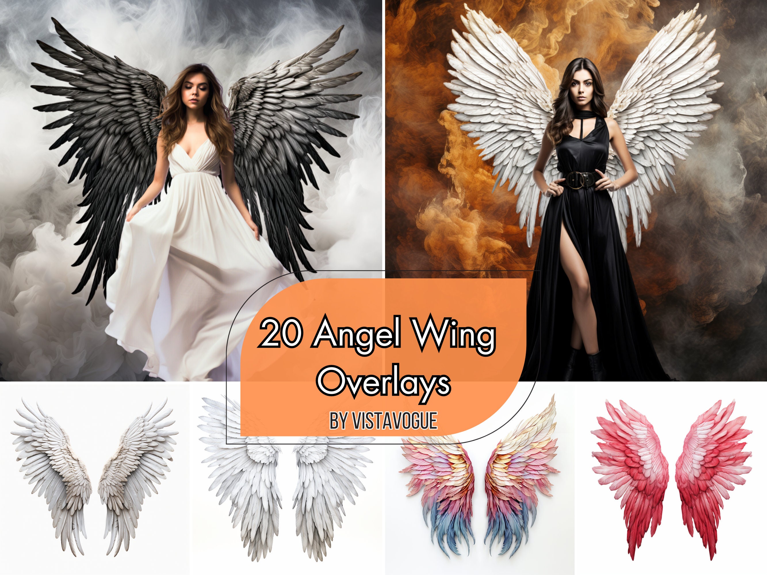 20 Angel Wing Overlays for Photoshop: Fairy Wings Angel - Etsy