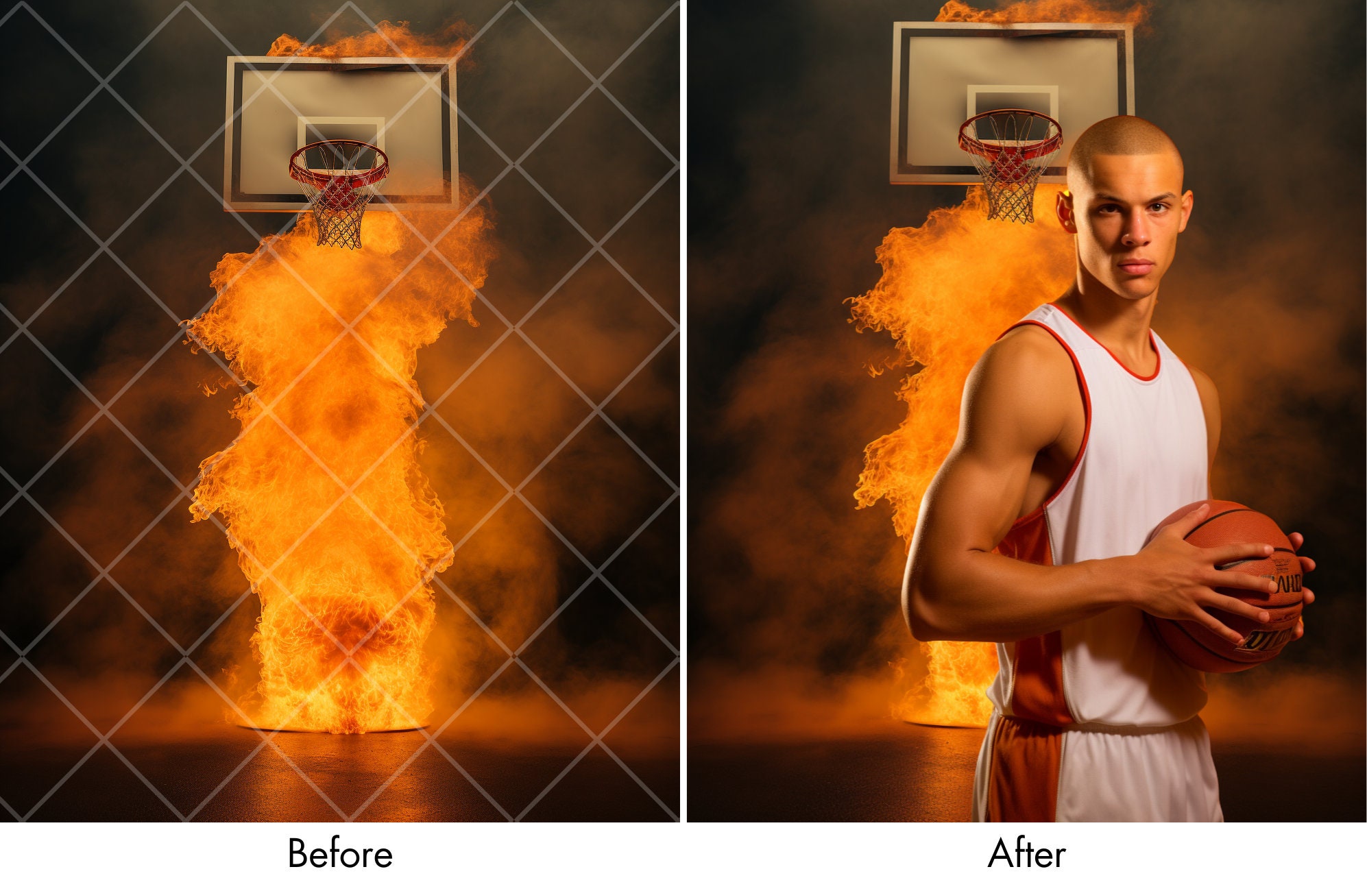 14 Fiery Basketball Backgrounds for Sports Photoshoots Digital Portrait ...