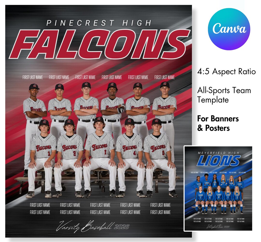 Sports Team Poster Canva Template | Custom Banners, Poster, & Memory ...