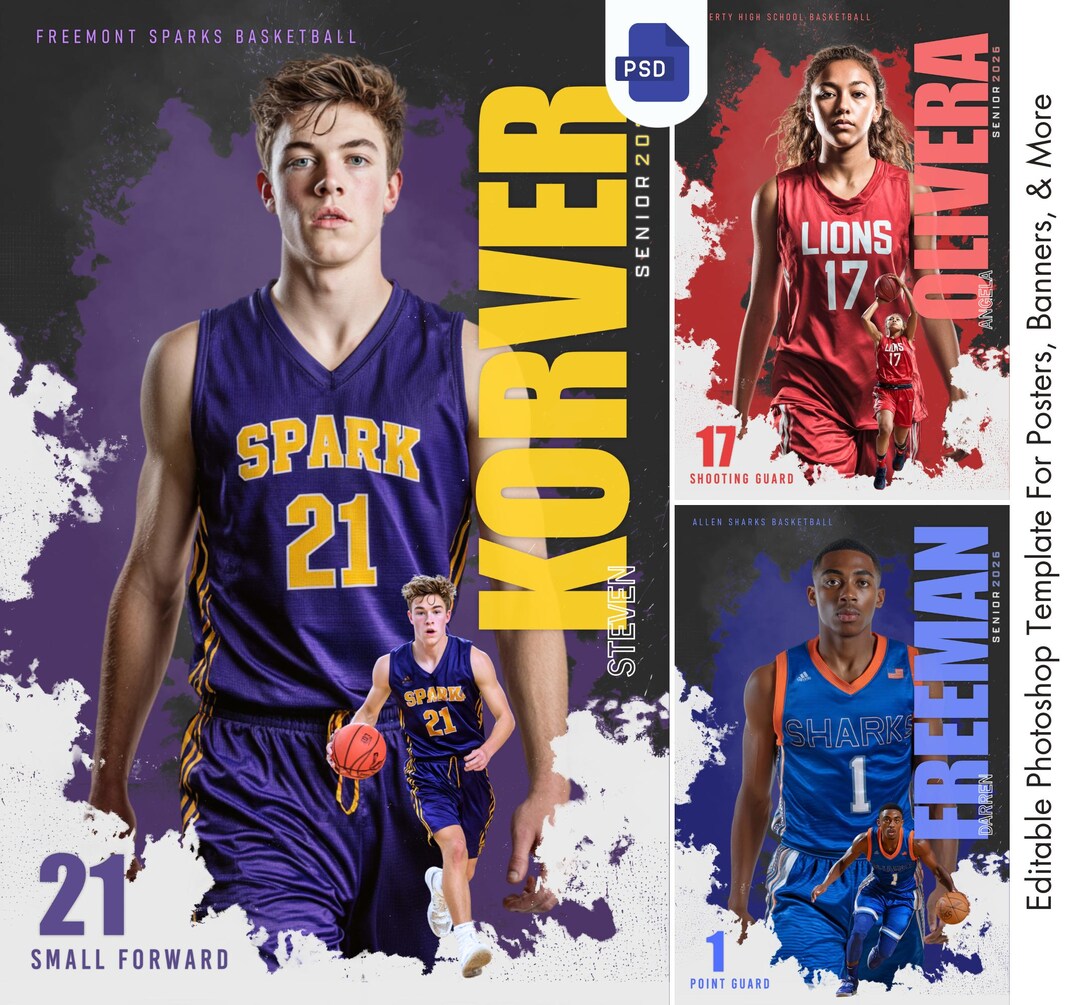 Basketball Photoshop Template | Custom Basketball Poster, Senior Sports ...