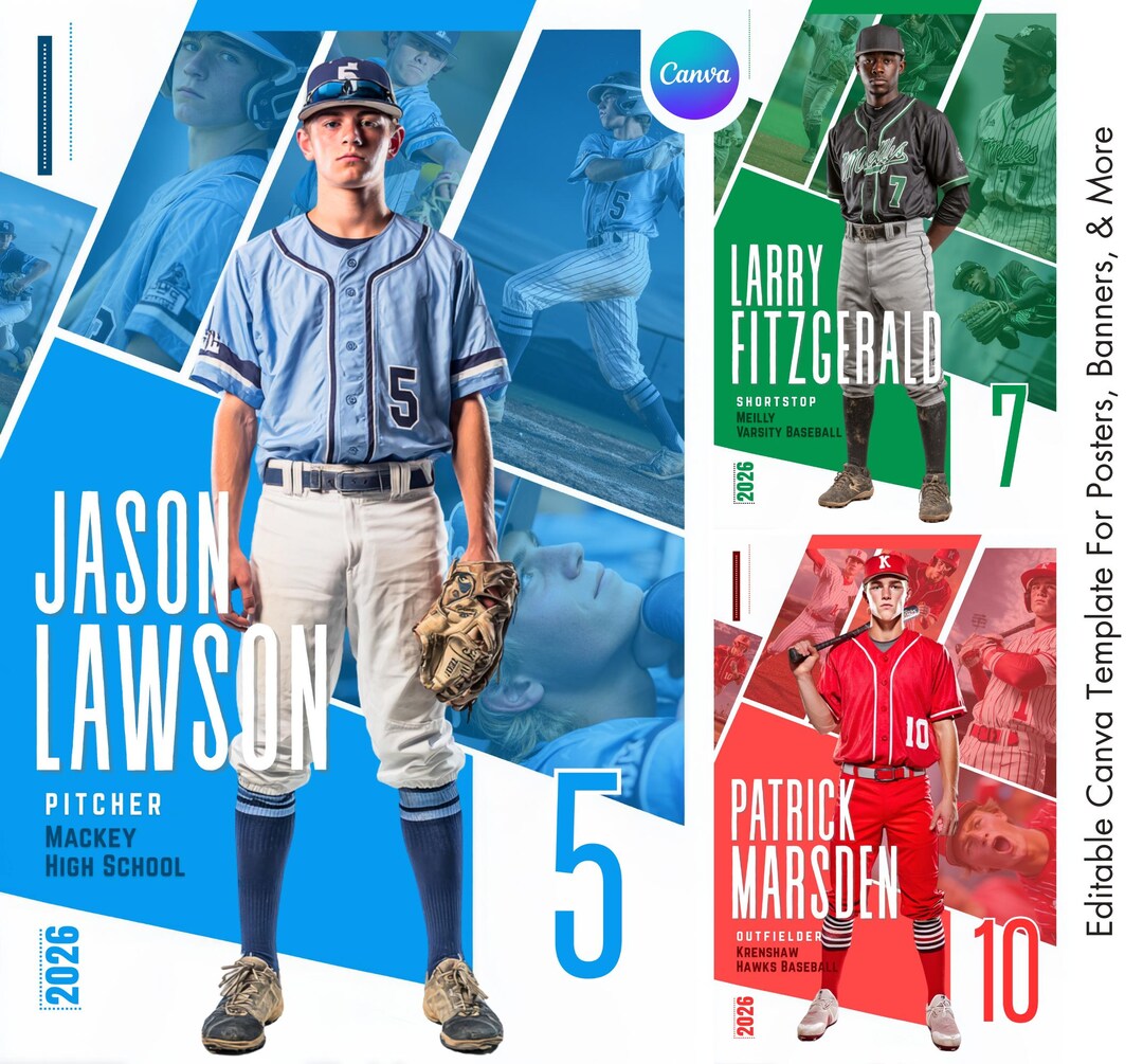 Baseball Canva Template | for Senior Sports Posters, Baseball Cards ...